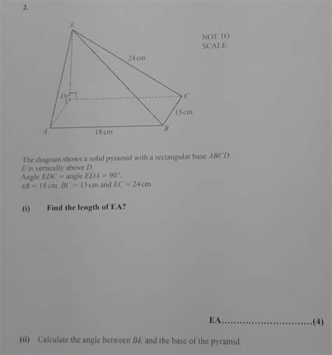 solved 2 not to scale the diagram shows a solid pyramid with a
