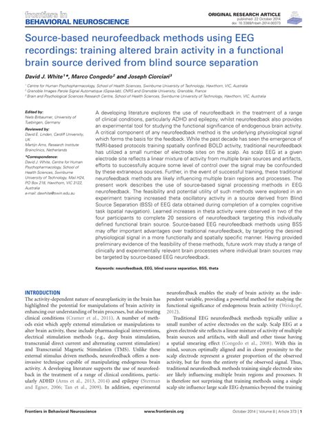 Pdf Source Based Neurofeedback Methods Using Eeg Recordings Training