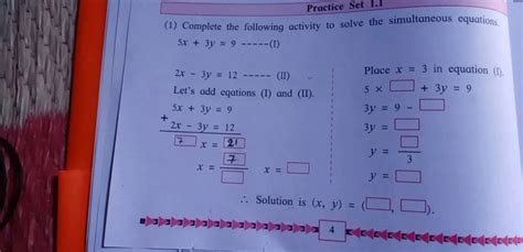 1 Complete The Following Activity To Solve The Simultaneous Equations