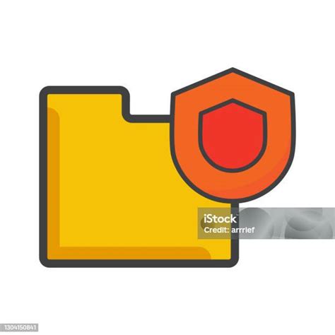 파일 폴더 아이콘입니다 보호 방패 그림이 있는 파일 폴더입니다 플랫 벡터 아이콘입니다 아이콘 디자인 요소 Ui 웹 앱에 사용할