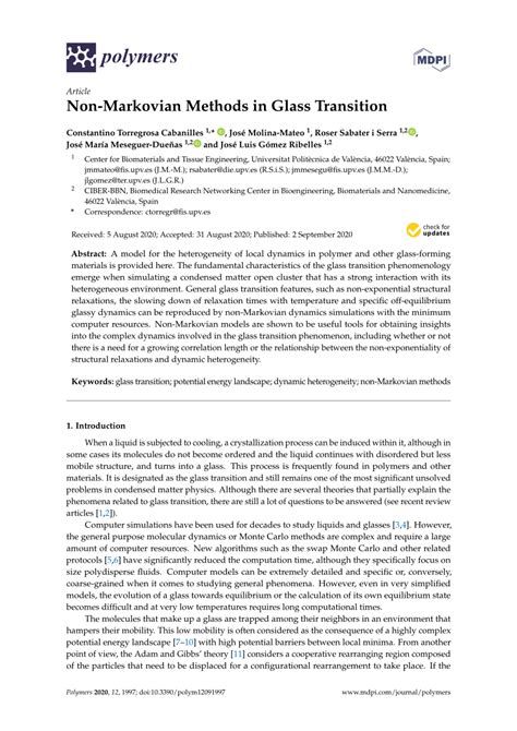 (PDF) Non-Markovian Methods in Glass Transition