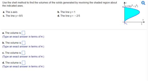 solved use the shell method to find the volumes of the