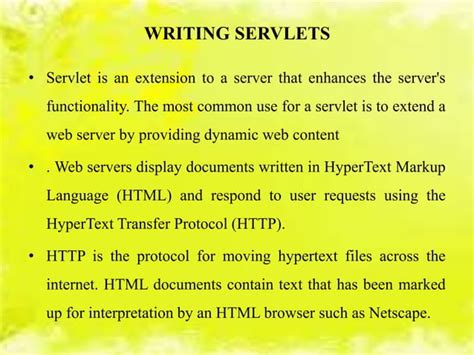servlets api overview ppt