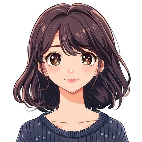 Anime Girl With Brown Hair And Eyes Premium Ai Generated Image