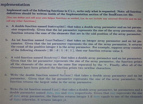 solved implementation implement each of the following