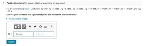 Solved Part A Calculating The Output Voltage Of A