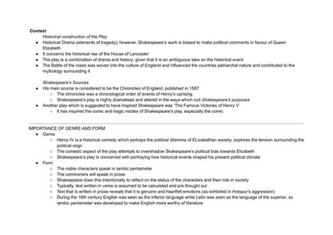 King Henry Iv Notes English Advanced Year 12 Hsc Thinkswap