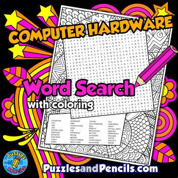 Computer Hardware Word Search Puzzle Activity Page Coloring Computer Science