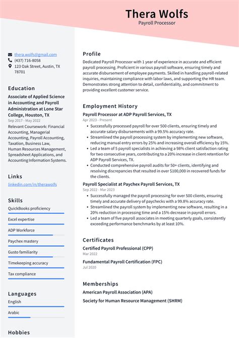 Top 16 Payroll Processor Resume Objective Examples