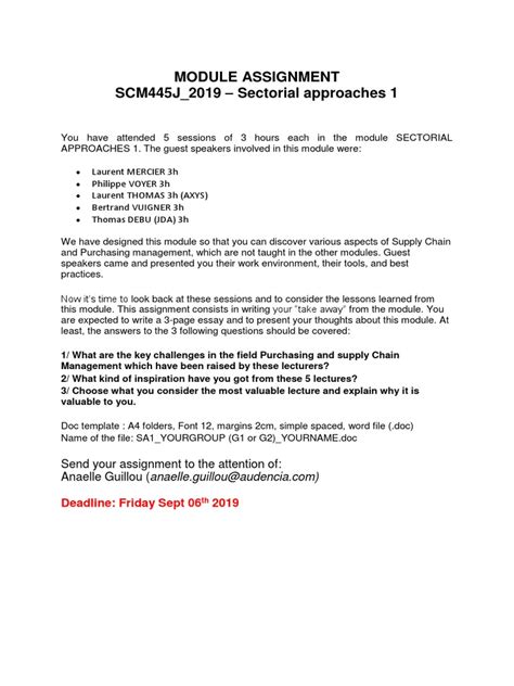 Module Assignment Scm445j 2019 Sectorial Approaches 1 Pdf