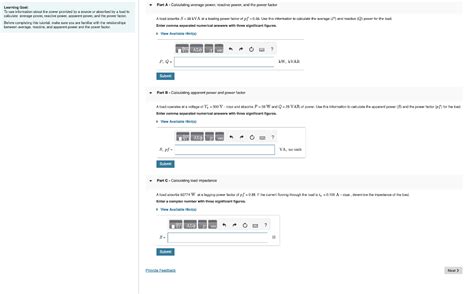 Solved Part A Calculating Average Power Reactive Power