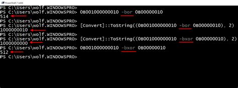 bit operatoren in powershell band bor bxor bnot shl shr