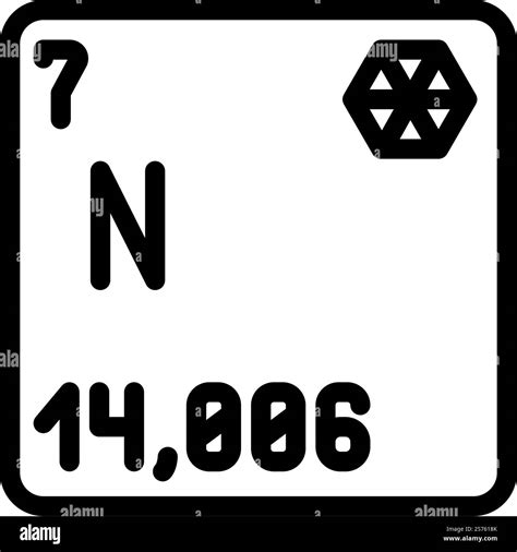 Nitrogen Chemical Element Line Icon Vector Nitrogen Chemical Element Sign Isolated Contour