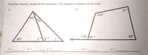 solved find the missing values of the variables the diagram is drawn