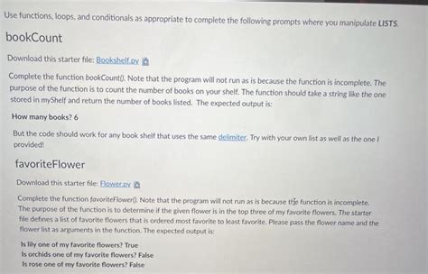 Solved Use Functions Loops And Conditionals As Appropriate