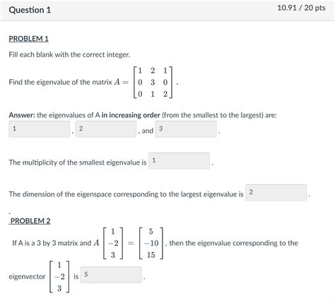 Solved Question 1problem 1fill Each Blank With The Correct