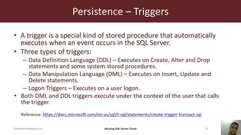 abusing sql server trusts in a windows domain persistence youtube