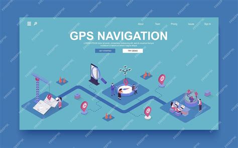 Premium Vector Gps Navigation Concept 3d Isometric Landing Page