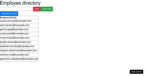 Employee Directory Codesandbox
