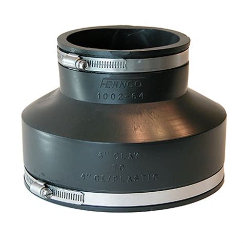 Fernco Flexible Pipe Coupling Connects Clay Pipe To Cast Ironplastic