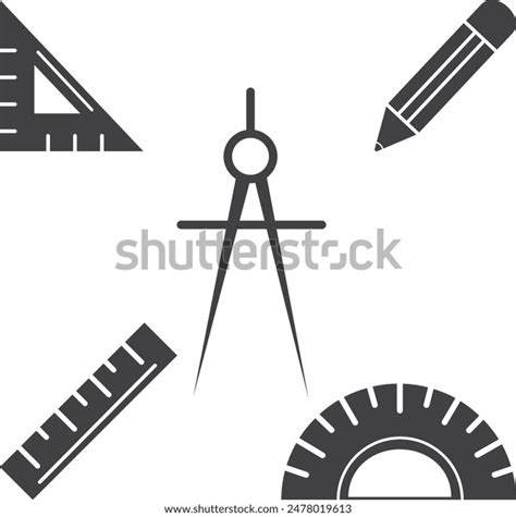 Geometry Box Tools Roller Protractor Set Stock Vector Royalty Free