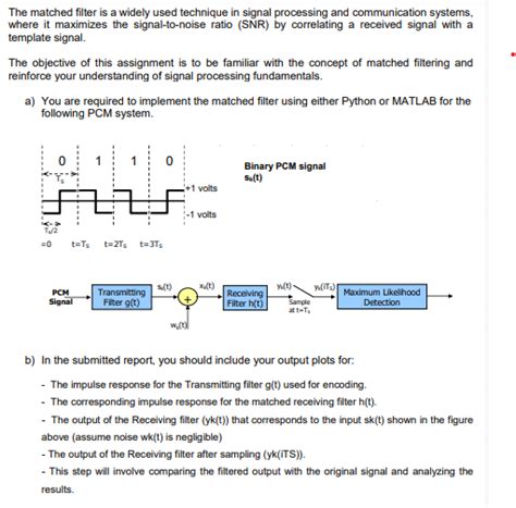 The Matched Filter Is A Widely Used Technique In