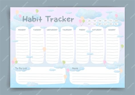 습관 추적기 월간 플래너 월간 플래너 습관 추적기 빈 템플릿 벡터 일러스트 레이 션 최소한의 스타일 깨끗한 스타일 매일 할