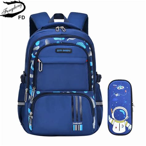 Fengdong 초등학생 배낭 세트 소년 대형 학교 배낭 큰 하드 연필 케이스 학교 야광 배낭 많은 주머니 Aliexpress