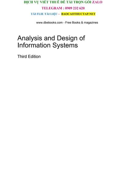 Analysis And Design Of Information Systems Doc Computer Software And Applications Computing