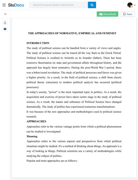 The Approaches Of Normative Empirical And Feminist Political Science Ii Stu Docu The