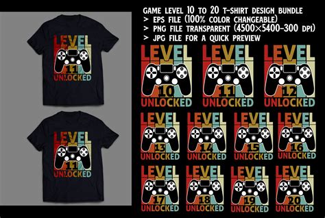 Game Level T Shirt Design Bundle Graphic By AdhorT Creative Fabrica