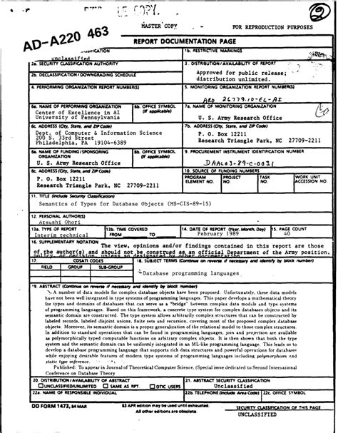 Pdf Semantics Of Types For Database Objects
