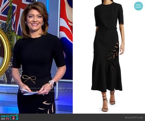 Wornontv Norahs Black Cutout Dress On Cbs Evening News Norah O
