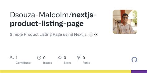 Github Dsouza Malcolmnextjs Product Listing Page Simple Product Listing Page Using Nextjs ⚪👀