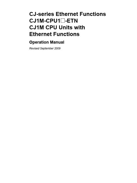 CJ M CPU ETN Datasheet Omron