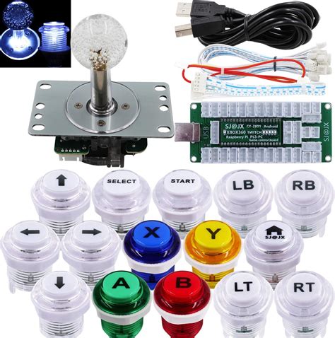 SJ JX Arcade Game Controller USB Encoder DIY Kit LED Cherry MX Microswitch Lamp Button 4 8way
