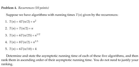 solved problem 4 recurrences 10 points suppose we have