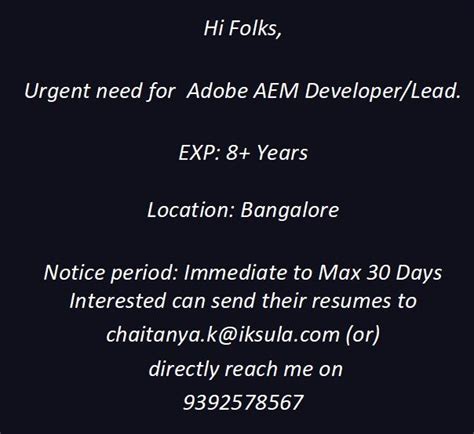 chaitanya kumar on linkedin aemdeveloper aemlead aemfullstack