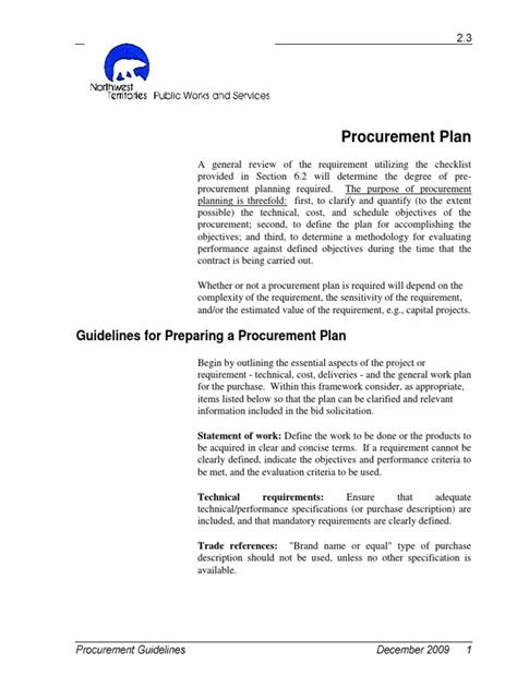 23 Procurement Plan Pdf Procurement Evaluation