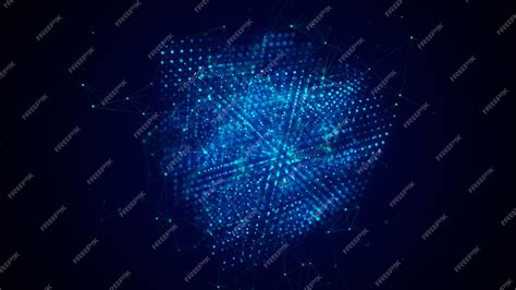 Premium Photo Futuristic Cube With Connected Particles In Cyberspace Technology Blockchain