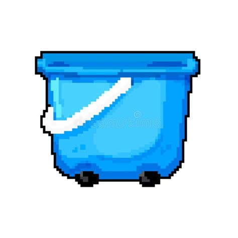 empty plastic bucket container game pixel art vector illustration stock