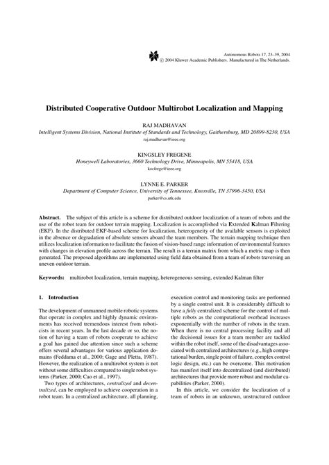 Pdf Distributed Cooperative Outdoor Multirobot Localization And Mapping