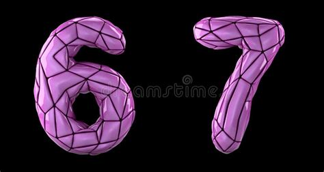 Number Set 6 7 Made Of Pink Color Plastic Stock Illustration