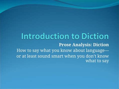 Introduction To Diction Pptintroduction To Diction Ppt