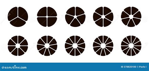 Pie Chart Set Segmented Circle Icons Color Infographic Flower Round Diagram Pie Chart Divided