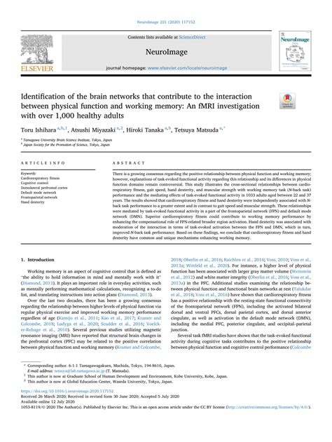 Pdf Identification Of The Brain Networks That Contribute To The Interaction Between Physical