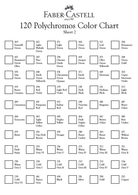 120 Polychromos Color Chart Sheet 2 Empty By Kaleidooscope On DeviantArt