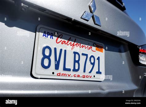 A Californian Car Number Plate Pictured On A Mitsubishi Suv In Santa