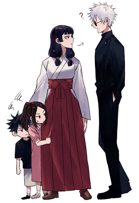 Gojou Satoru Fushiguro Megumi Iori Utahime And Fushiguro Tsumiki Jujutsu Kaisen Drawn By