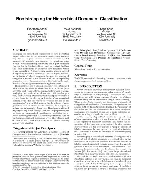 Pdf Bootstrapping For Hierarchical Document Classification